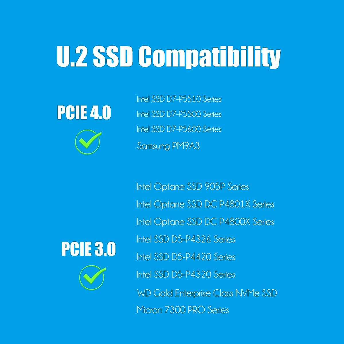GLOTRENDS PU11 U.2 to PCIe 4.0 X4 Adapter for 2.5 Inch U.2 SSD, PCIe 4.0 X4 Full Speed