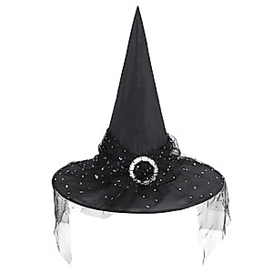 Zando Kids Witch Hat for Women Girls Halloween Witches Hat for Decoration Witch Hat for Halloween Party Hanging Witch Hats Outdoor Lace Witch Hat for Girl Black Witch Hat One Size