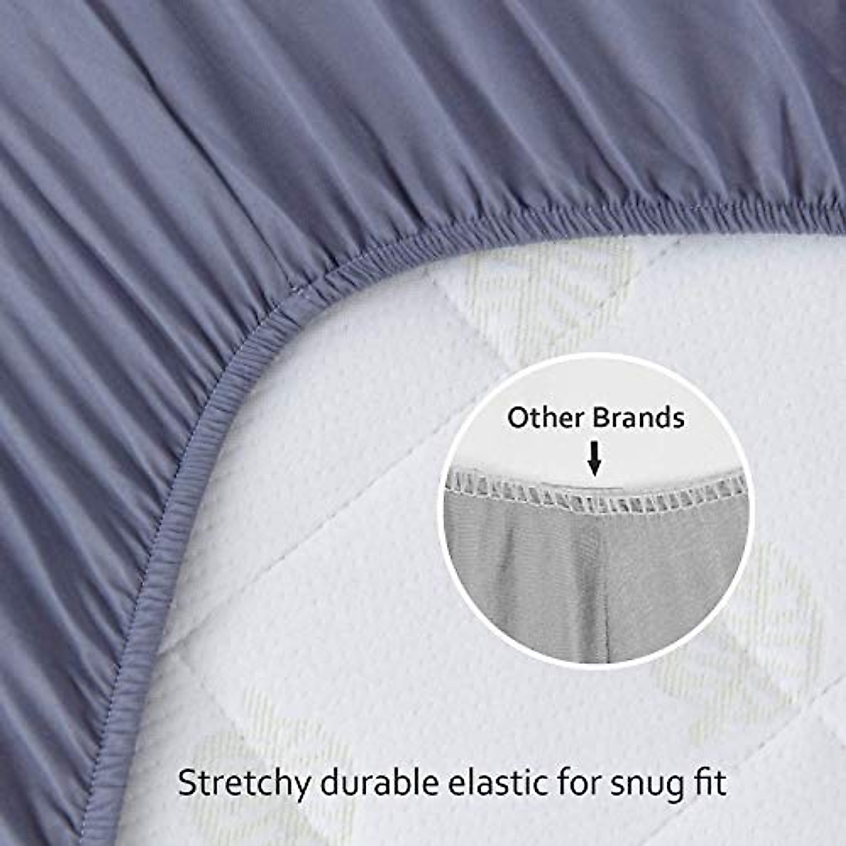 Biloban Mini Crib Sheets 38'' x 24'', 4 Pack Ultra Soft Microfiber Fitted Portable/Mini-Crib Sheet for Baby Boys and Girl, Grey/Navy/White