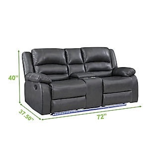 Galaxy Home Furnishings Martin Manual Reclining Loveseat Finished with Faux Leather/Wood in Gray