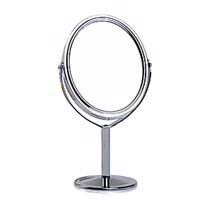 LEEOX Make Up Mirror Magnification Circular Makeup Mirror Dual 2 Sided Round Shape Rotating Cosmetic Mirror Stand Magnifier Mirror Standing Mirror