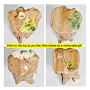 WELLAND Tree Stump Stool Live Edge, Natural Edge Side Table, Plant Stand, Nightstand, Mushroom Stool 14" Tall