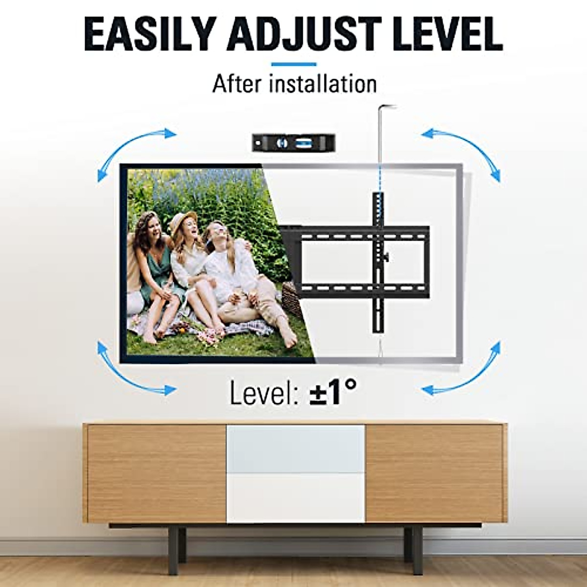 Mounting Dream TV Wall Mount for 42-86" TV, Tilting TV Mount with Level Adjustment Fits 16", 18", 24" Studs Easy for TV Centering, Wall Mount TV Bracket Max VESA 800x400mm, 120 LBS Loading, MD2263-XLK