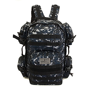 NPUSA Men's Large Expandable Tactical Molle Hydration ReadyBackpack Daypack Bag - ACU Navy Digital Camo