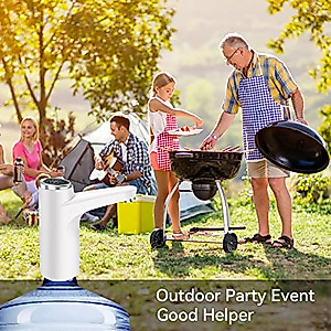 Ausxaron Water Pump for 5 Gallon Bottle, Water Jug Pump, USB Portable Electric Rechargeable Water Bottle Pump Dispenser Drinking Water Pump for Home Camping Office Universal 2-5 Gallon - White