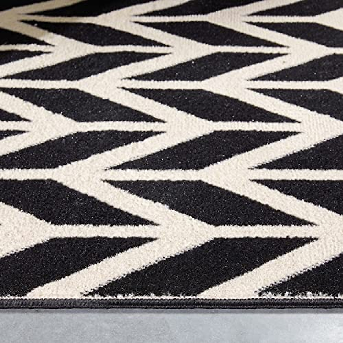 Well Woven Chevron Black 7'10" x 9'10" Area Rug Carpet