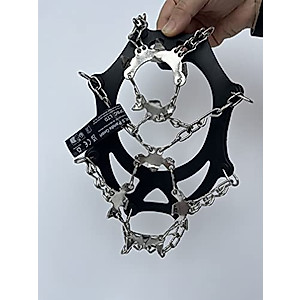 WIN.MAX Crampons for Shoes, Traction Cleats Ice Snow Grips with 19 Stainless Steel Spikes, Shoe Talons Anti - Slip Boots Spikes for Walking, Jogging, Climbing and Hiking (Black, L)