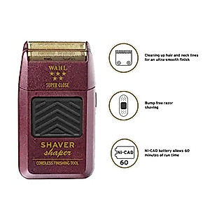 Wahl Professional 5-Star Series Rechargeable Shaver/Shaper #8061-100 - Up to 60 Minutes of Run Time - Bump-Free, Ultra-Close Shave