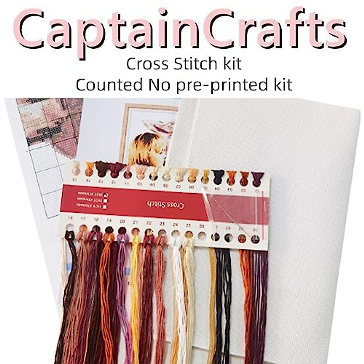 CaptainCrafts Cross Stitch Kits Full Range Stamped and Counted Fabric DIY Art Needlecrafts Embroidery Kit for Adults Beginner (Unpreprint 14CT, Tree House Autumn)
