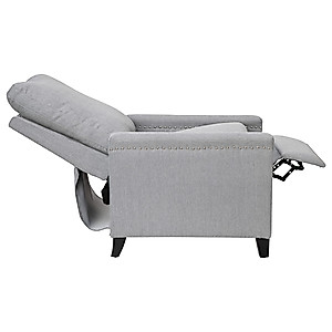 Flash Furniture Carson Transitional Style Push Back Recliner Chair - Light Gray Fabric Upholstery - Accent Nail Trim - Pillow Back Recliner
