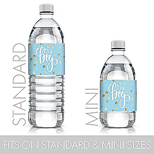 Blue and Gold It's a Boy Baby Shower Water Bottle Labels - 24 Stickers