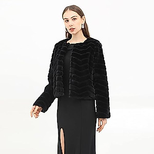 FURTOO Womens Winter Coats Faux Fur Jacket For Women Fuzzy Open Front Shaggy Shacket Short Jackets