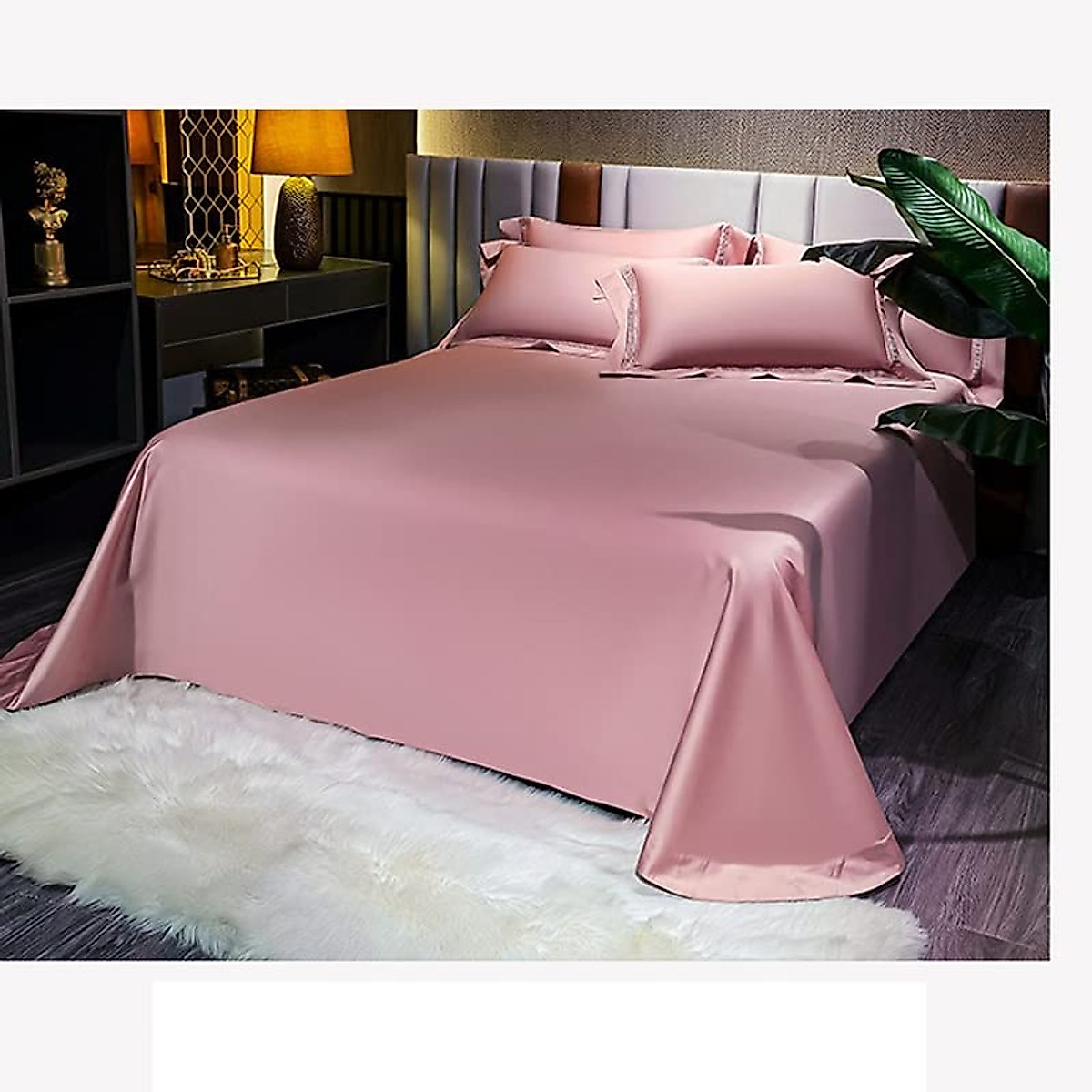 TREXD Long Staple Cotton Hollowed Out Four-Piece Set Cotton Sateen Sheet Bed Cover Wide Brim Series (Color : D, Size : 200 * 230cm)