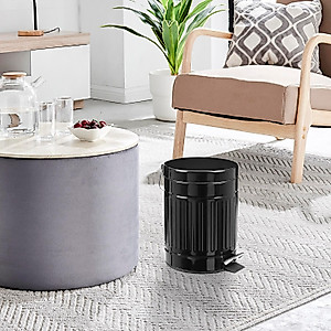 OCTMUSTARD Round Step Pet Trash with Lid,Mini Metal Pedal Bin,Small Garbage Can Wastebasket for Home,Car or Office