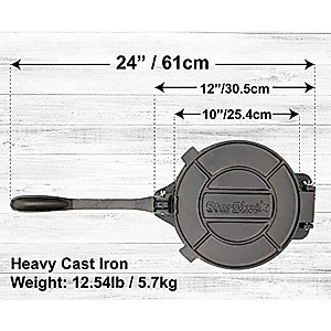 10 Inch Cast Iron Tortilla Press by StarBlue with FREE 100 Pieces Oil Paper and Recipes e-book - Tool to make Indian style Chapati, Flour Tortilla, Roti
