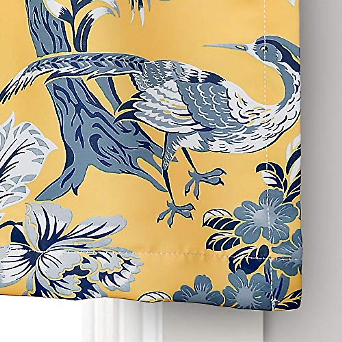 Lush Decor Dolores Valance Bird Floral Print Single Curtain, 18" x 52", Yellow