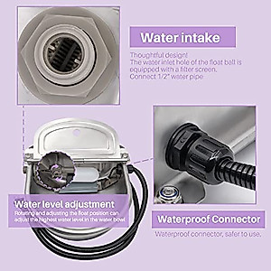 PAULOZYN Heated Automatic Animal Drinking Water Bowl, Heated Livestock Waterer, 304 Stainless Steel Livestock Water Trough Dispenser with Float Ball Valves, for Chicken Horse Cattle Cow Goat Pig