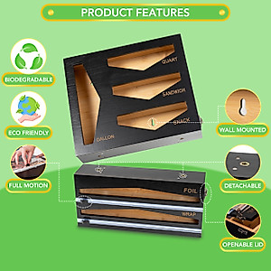 Ziplock Storage Organizer 6in1 Foil and Plastic Wrap Dispenser with Cutter Ziplock Bamboo Bag Storage Organizer for Kitchen Drawer Ziplock Organizer Suitable for Gallon, Quart, Sandwich, Snack