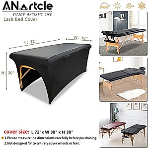 ANartcle Wipeable, Reusable & Waterproof Fitted Lash Bed Cover,Excellent Protective Cover for 6 ft Lash Bed or Massage Table,Vegan Leather Spa Bed Topper,Spa Bed Cover(72" x 30" x 30 ",Black)