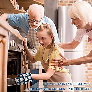 DOERDO 2 Pack Kid Oven Mitts for Children Heat Resistant Kitchen Mitts, Great for Cooking Baking, Age 4-12 (7"x4.7", Polar Bear)