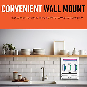 White Ziplock Bag Storage Organizer for kitchen Drawer | Plastic Wrap Organizer Dispenser with Cutter| Bamboo Ziploc Baggie Holder | Compatible with Ziploc Baggie Organizer | Bamboo Plastic Bag Dispenser for Gallon, Quart, Snack Sandwich bags & Plastic Fo