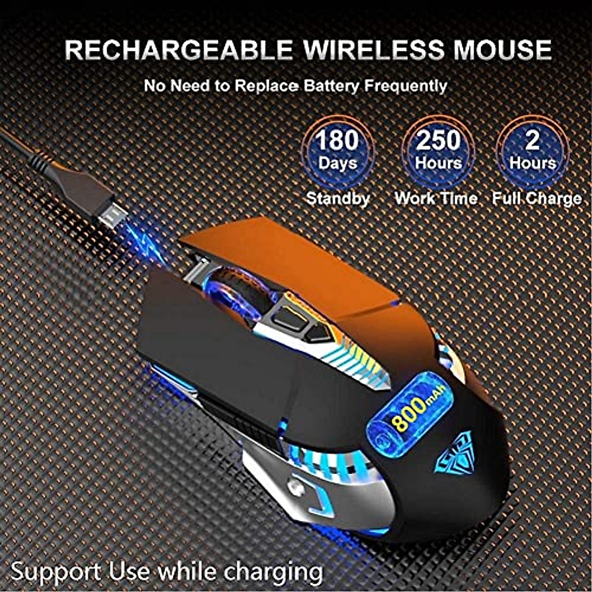 Pink Wireless Mouse, Rechargeable Bluetooth Gaming Mouse Multi Device (3-Mode:BT 5.0/3.0+2.4Ghz) with Side Buttons, RGB LED Backlit, USB Cordless Computer Mice for Laptop/PC/MacBook Pro/iPad (Pink)