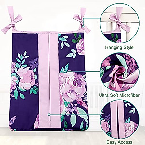 TANOFAR Diaper Organizer Girls, 2pcs Diaper Stacker, Caddy Organizer Easy Access & Dustproof Diaper Bag Portable Hand, Purple Flower