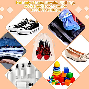 100 Pieces Shoe Bags for Travel, 12 x 16 Inch Large Clear Travel Shoe Bag Packing Drawstring Bags 4.72 Mil Thickness Plastic Waterproof Portable Shoe Bags Organizer Pouch with Rope for Men and Women