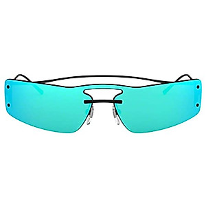 Prada CATWALK PR61VS Sunglasses 1AB336-38 -, Light Green Mirror Blue PR61VS-1AB336-38