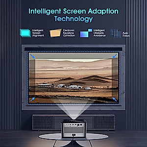 Projector with WiFi and Bluetooth,Hasatek 1600 ANSI Lumens Projector 4k Supported Video Projector, Android TV,Auto Focus,Electronic Keystone Correction，Full HD 1080P Home Theater Movie Projector