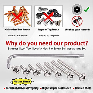 Hilitchi M6 30PCS Button Head Torx Security Screws Stainless Steel Tamper Proof Screws w T30 Bit (M6X50)