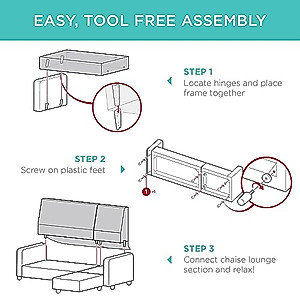 Best Choice Products Upholstered Sectional Sofa for Home, Apartment, Dorm, Bonus Room, Compact Spaces w/Chaise Lounge, 3-Seat, L-Shape Design, Reversible Ottoman Bench, 680lb Capacity - Black