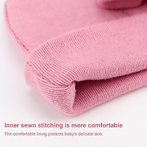 Newborn Baby Bow Hats and Mittens Hospital Hat Beanie Infant Caps Baby Cotton No Scratch Mittens Set for 0-6 Months