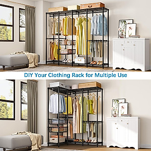 VIPEK V40 Pro Portable Closet Wardrobe Heavy Duty Clothing Rack with 2 Sliding Storage Baskets & 10 Pants Hangers, Freestanding Clothes Rack Large Closet Rack for Bedroom, Max Load 1000lbs, Black