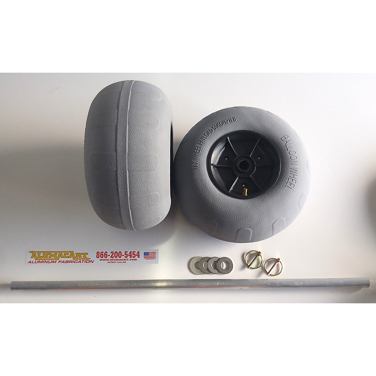 11.8" Balloon Beach Tire Conversion Kit-Includes 36" Aluminum axle, Lynch pins, Stainless Steel washers and Two Balloon Tires.