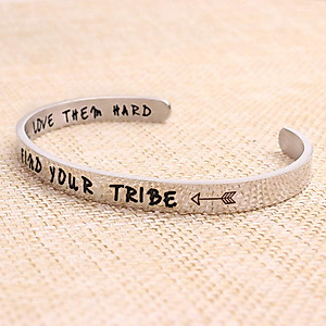 Jvvsci Find Your Tribe Love Them Hard Cuff Bracelet, Raising My Tribe Jewelry, Friends BFF Sisters Encouragement Gift，Gift For Her