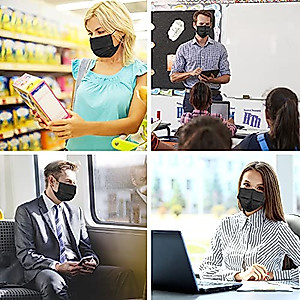 50PCS Disposable Face Mask 3 Ply for Unisex Adults Mens Women Non-Woven Masks for Home Office Indoor Outdoor (Black)