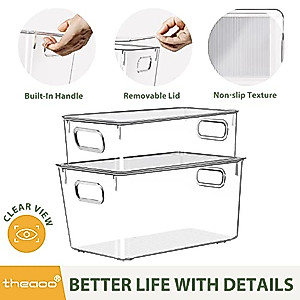 Refrigerator Organizer Bins-8 Pack Fridge Organizers and Storage Clear with Lids Stackable Storage Bins Plastic Clear Containers for Organizing for Kitchen Cabinet Pantry Bins