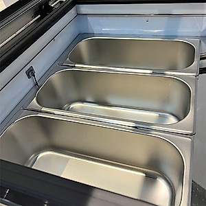 Vaseni Ice Cream Freezer Display Case, Glass Top Ice cream Showcase Countertop Gelato Display with 3 pcs 1/3 GN pan