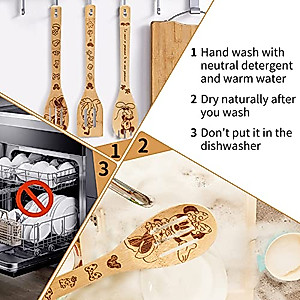 Wooden Spoons for Cooking, Bamboo Cooking Kitchen Utensils Set, Housewarming Birthday Anniversary Present for Friend (6PCS)