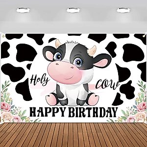 Cow Birthday Party Decoration Holy Cow Backdrop Decorations Cow Birthday Party Supplies Cow Themed Birthday Party Backdrop Decorations for Farm Animals Theme Party Baby Shower Supplies