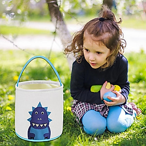 Leesgel Easter Baskets, Dinosaur Easter Basket for Kids, Easter Egg Hunt Basket with Handle Easter Buckets Easter Party Supplies Gifts Bags Toys Storage Bags