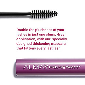 Mascara by Almay, Thickening, Volume & Length Eye Makeup with Aloe and Vitamin B5, Hypoallergenic, Fragrance Free, Ophthalmologist Tested, 402 Black (Pack of 1)