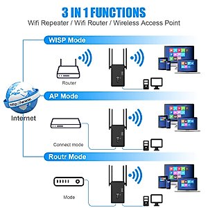 Amake WiFi Extender,WiFi Booster, WiFi Repeater - Coverage up to 2640sq.ft and 25 Devices, Internet Booster,Quick Setup, Home Wireless Signal Booster,Easy 1-Tap Setup