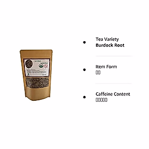 Cut & Sifted Organic Burdock Root Tea Caffeine Free 5 Ounces - Herbal Ingredient Dried Arctium lappa Tea 142G