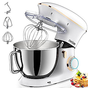 Stand Mixer, 8.5Qt Tilt-Head Food Mixer 660W 6+P Speed Kitchen Mixers Cwiim, with Dough Hook, Flat Beater, Whisk, Splash Guard, for Baking Bread Cake Cookie Pizza Salad Egg (White)