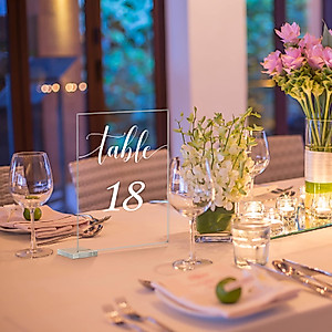 30 Pieces Acrylic Table Numbers 1-30 for Wedding Reception Clear Table Number Signs 1-30 with Stand Hexagonal Rectangle for Wedding Event Party Restaurant (Rectangular Style)