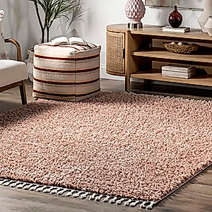 nuLOOM Neva Modern Tasseled Shag Area Rug, 5' 3" x 7' 7", Pink