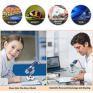 Jiusion 2K HD 2560x1440P USB Digital Microscope for Android Cellphone and Tablet Windows Mac Linux, 40X to 1000X Magnification Endoscope Handheld Mini Magnifier Camera for Coin Facial Skin Scalp