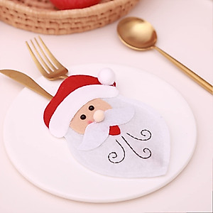 Christmas Dinner Table Decorations Christmas Silverware Holder Pockets Santa Claus Elk Snowman Forks Bags Cutlery Holders Pockets Christmas Party Dinner Table Decorations